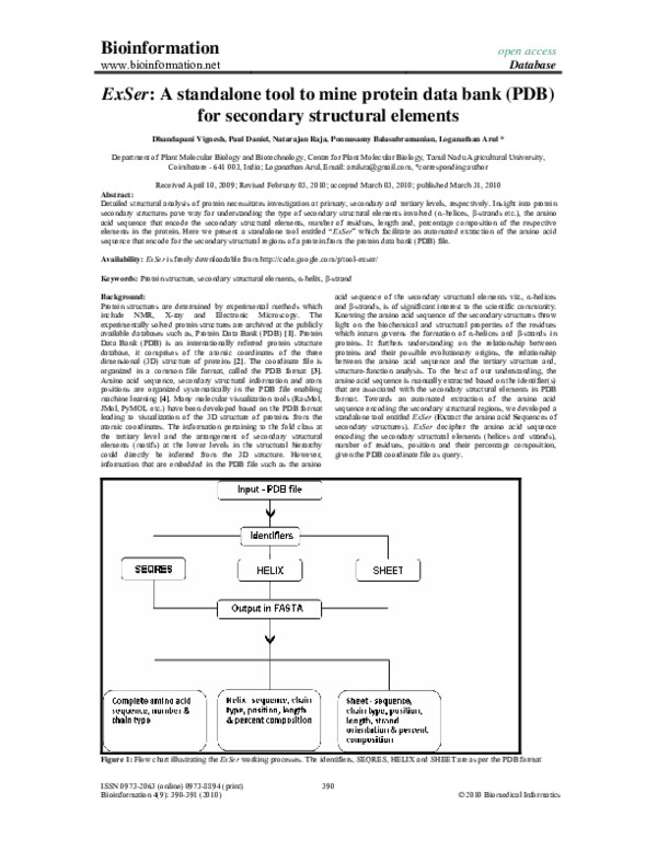 (PDF) ExSer: A standalone tool to mine protein data bank (PDB) for secondary structural elements