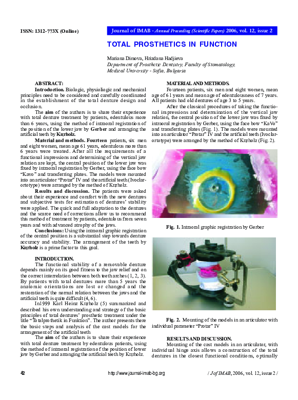 (PDF) Total Prosthetics in Function