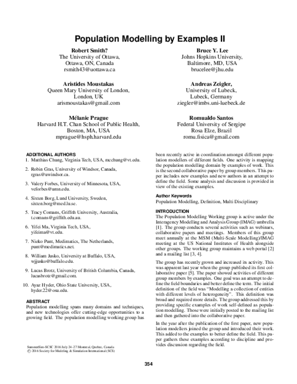 (PDF) Population Modelling by Examples II
