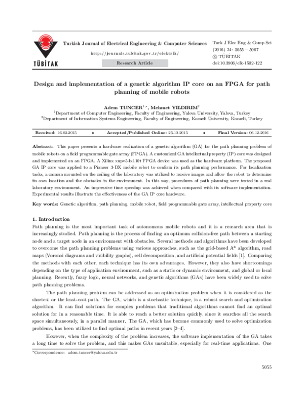 (PDF) Design and implementation of a genetic algorithm IP core on an FPGA for path planning of ...