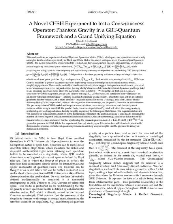 (PDF) DSM predicts a unifying equation that is a function of the three singularities and puts G ...