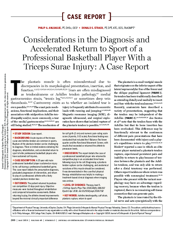 (PDF) Considerations in the Diagnosis and Accelerated Return to Sport ...