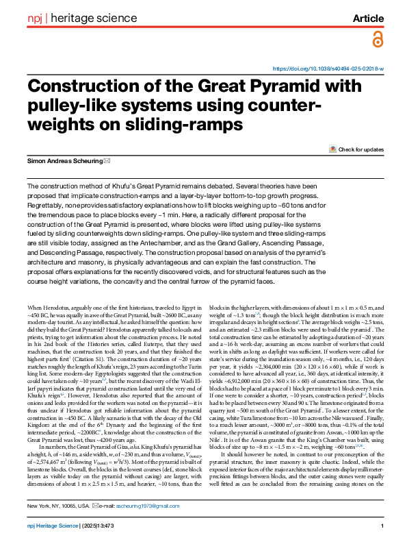 (PDF) Construction of the Great Pyramid with pulley-like systems using ...