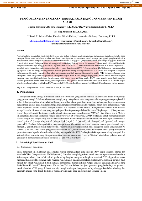 (PDF) Pemodelan Kenyamanan Termal Pada Bangunan Berventilasi Alami