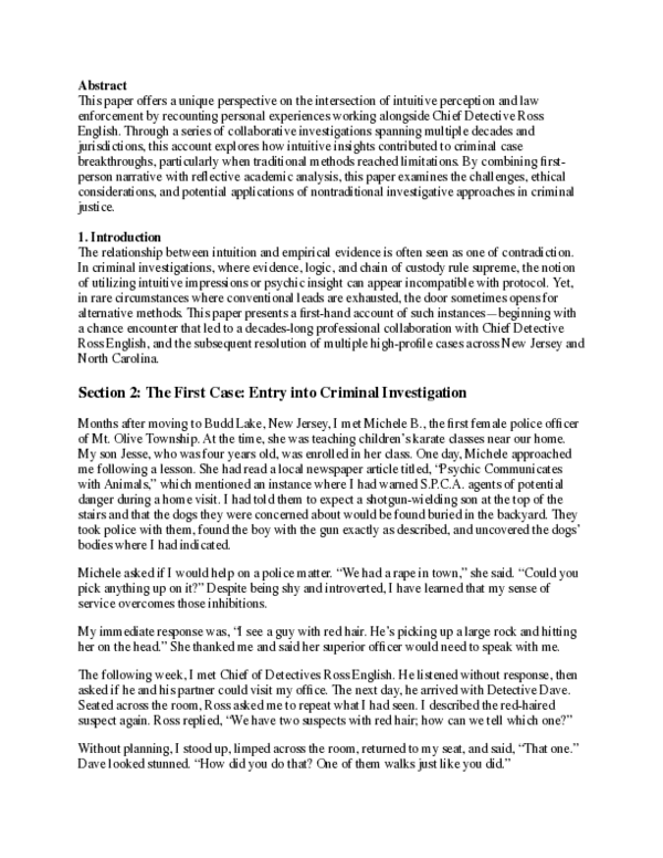 (PDF) Examination of Psychic Collaboration with Chief Detective Ross ...