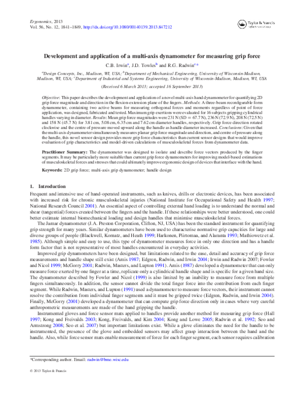 (PDF) Development and application of a multi-axis dynamometer for ...