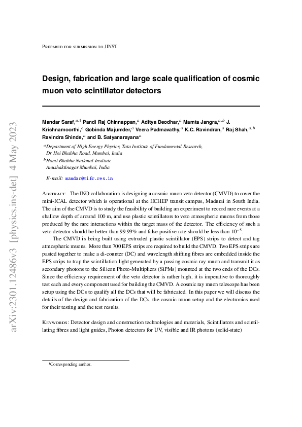 (PDF) Design, fabrication and large scale qualification of cosmic muon ...
