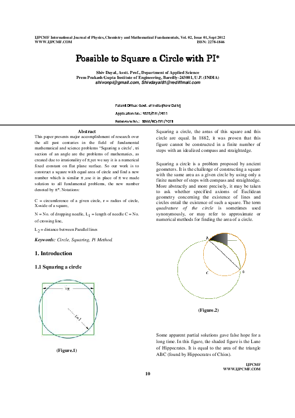 (PDF) Pi Star on Squaring a Circle