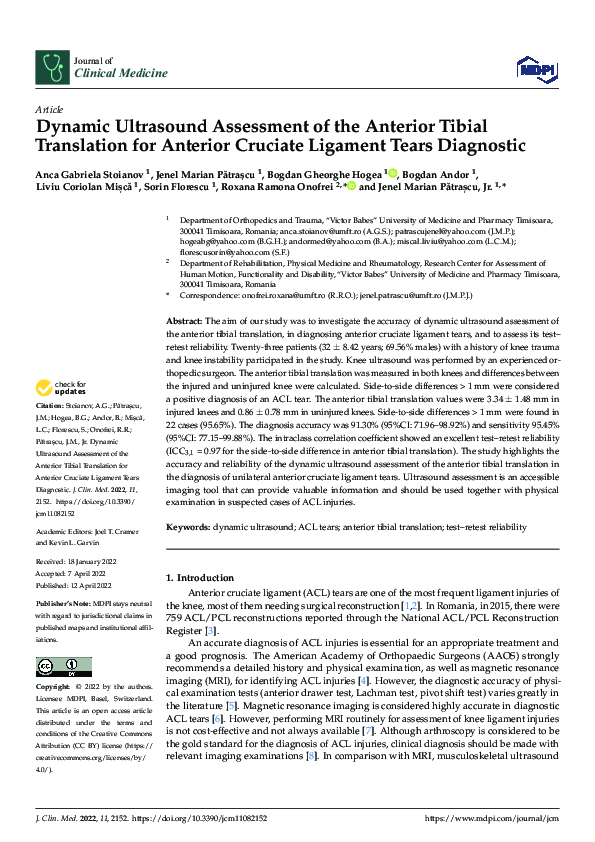 (PDF) Dynamic Ultrasound Assessment of the Anterior Tibial Translation ...