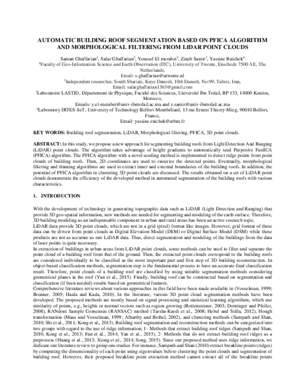 (PDF) Automatic building roof segmentation based on PFICA algorithm and ...