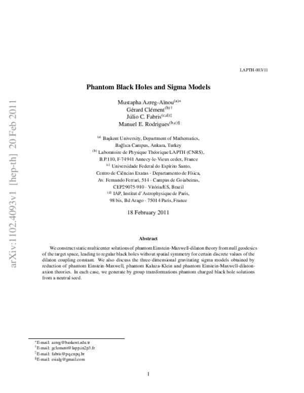 (PDF) Phantom black holes and sigma models