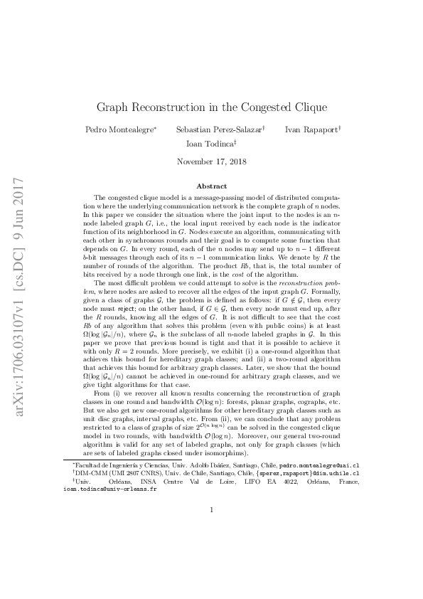 (PDF) Graph Reconstruction in the Congested Clique