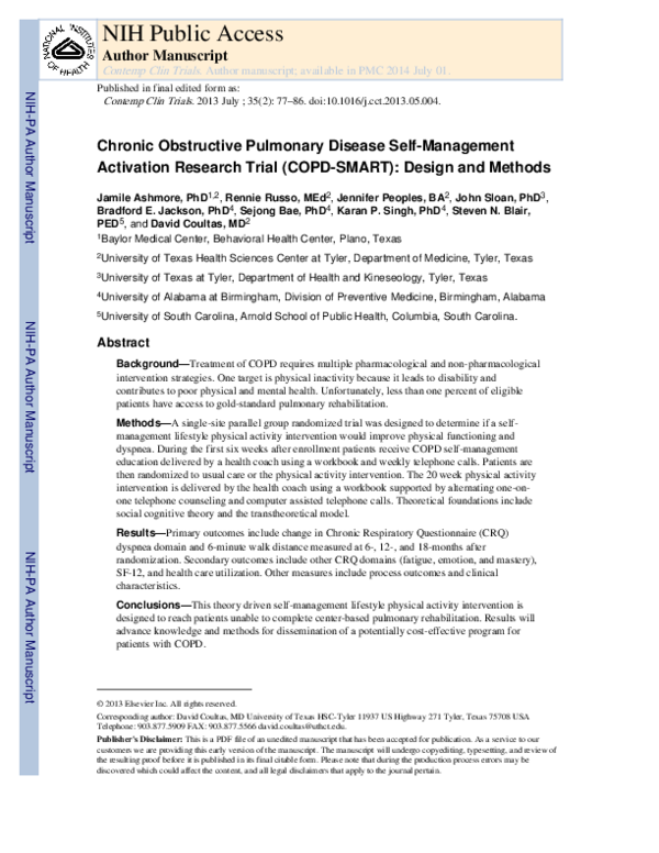 (PDF) Chronic obstructive pulmonary disease self-management activation ...