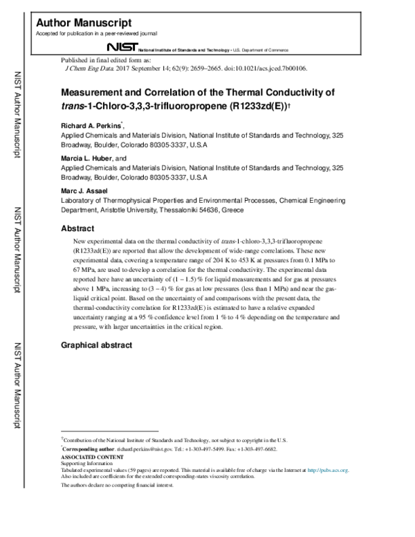 (PDF) Measurement and Correlation of the Thermal Conductivity of trans ...