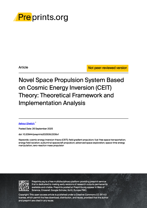 (PDF) Novel Space Propulsion System Based on Cosmic Energy Inversion (CEIT) Theory: Theoretical ...