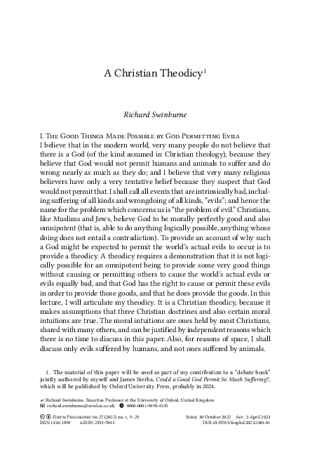 (PDF) A Christian Theodicy