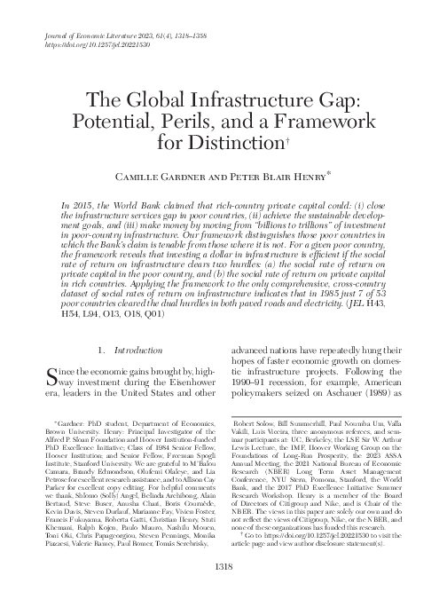 (PDF) The Global Infrastructure Gap: Potential, Perils, and a Framework ...