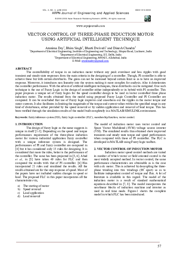 (PDF) Vector Control of Three-Phase Induction Motor Using Artificial ...