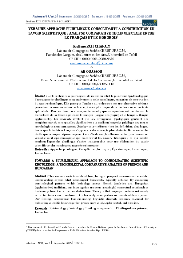 (PDF) VERS UNE APPROCHE PLURILINGUE CONSOLIDANT LA CONSTRUCTION DU ...