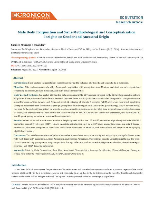 (PDF) Male body composition and some methodological and ...