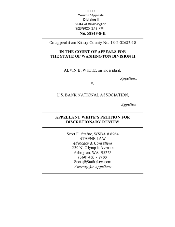 (PDF) Washington State Supreme Court - White v U.S. Bank National ...