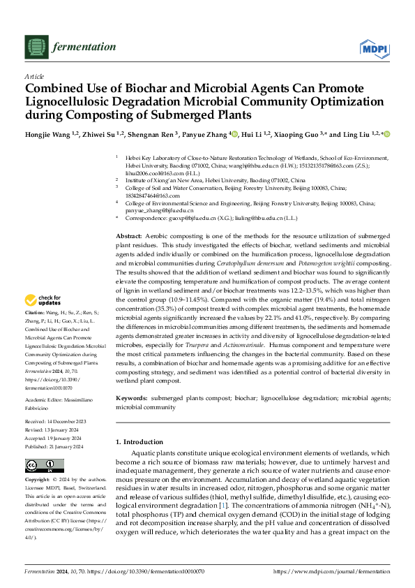 (PDF) Combined Use of Biochar and Microbial Agents Can Promote ...