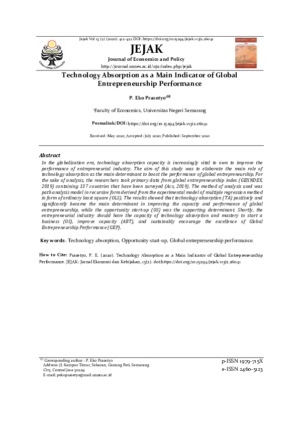 (PDF) Technology Absorption as a Main Indicator of Global ...