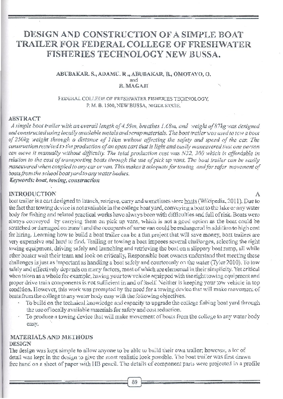 (PDF) Design and construction of a simple boat trailer for Federal ...