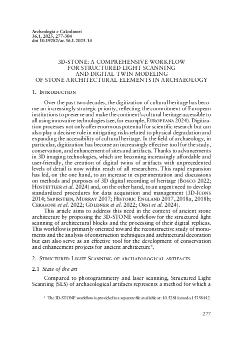 (PDF) 3D-STONE: A COMPREHENSIVE WORKFLOW FOR STRUCTURED LIGHT SCANNING ...