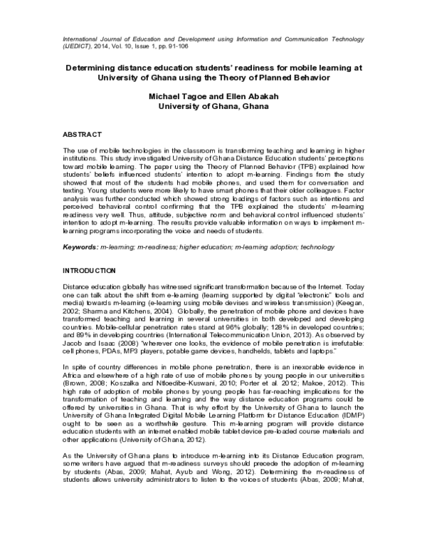 (PDF) Determining Distance Education Students' Readiness for Mobile ...