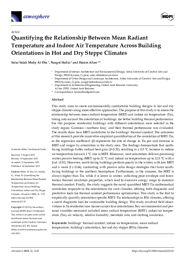 (PDF) Quantifying the Relationship Between Mean Radiant Temperature and ...