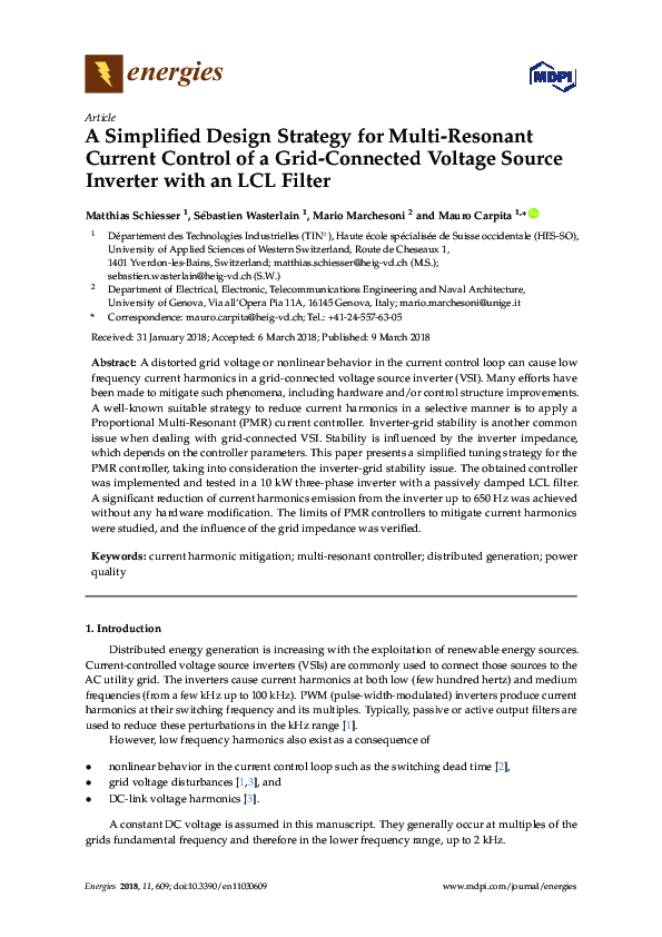 (PDF) A Simplified Design Strategy for Multi-Resonant Current Control of a Grid-Connected ...