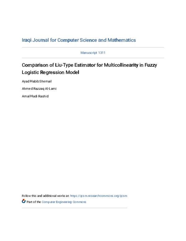 (PDF) Comparison of Liu-Type Estimator for Multicollinearity in Fuzzy ...