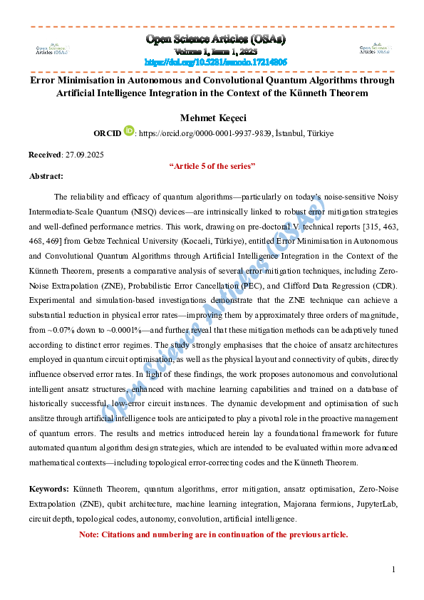 Pdf Error Minimisation In Autonomous And Convolutional Quantum