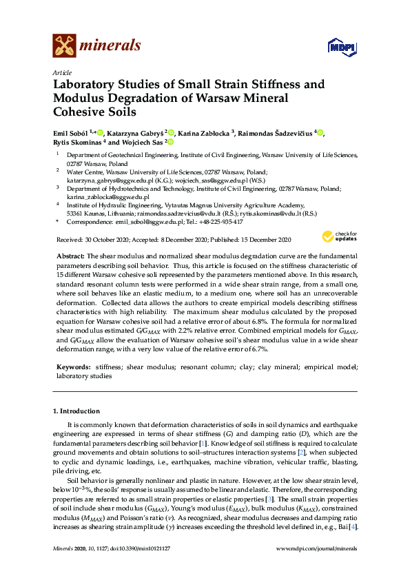 (PDF) Laboratory Studies of Small Strain Stiffness and Modulus ...