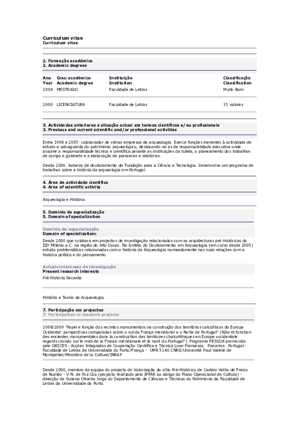 (PDF) Desde 2007, co-coordenação das escavações do sítio pré-histórico ...