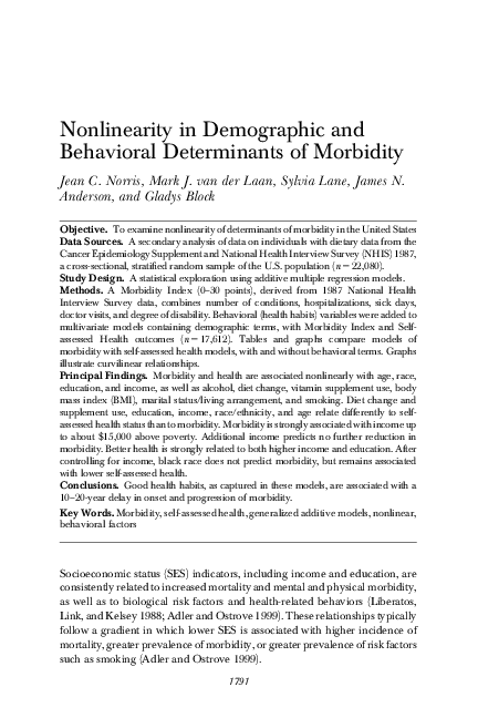 (PDF) Nonlinearity in Demographic and Behavioral Determinants of Morbidity