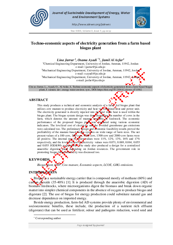 (PDF) Techno-economic Aspects of Electricity Generation from a Farm ...