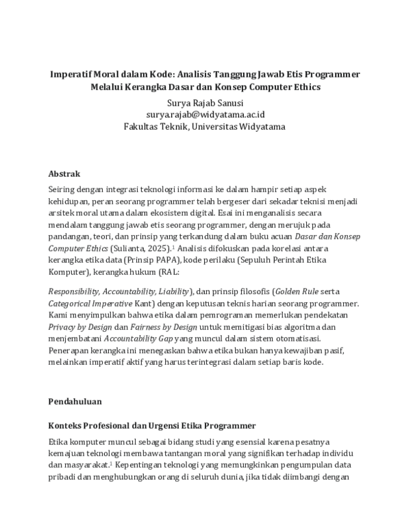 (PDF) Imperatif Moral dalam Kode: Analisis Tanggung Jawab Etis Programmer Melalui Kerangka Dasar ...