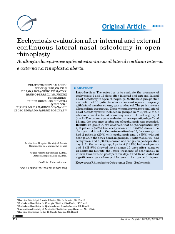 (PDF) Ecchymosis evaluation after internal and external continuous ...