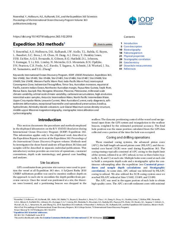 (PDF) Expedition 363 methods