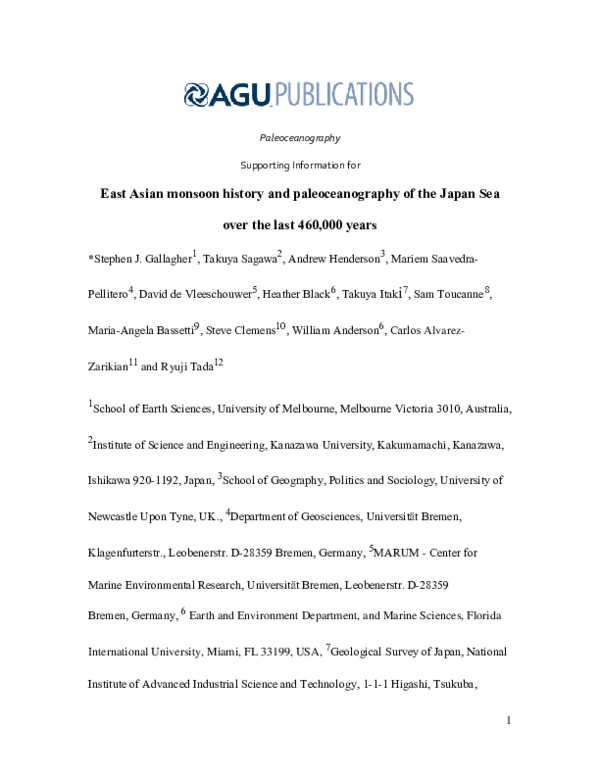 (PDF) East Asian Monsoon History and Paleoceanography of the Japan Sea ...