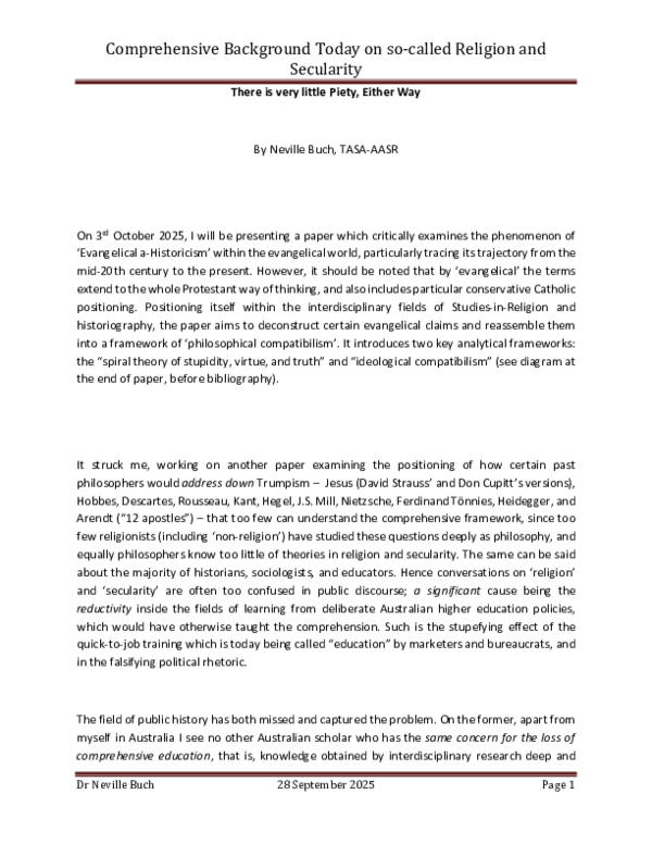 (PDF) Comprehensive Background Today on so-called Religion and Secularity