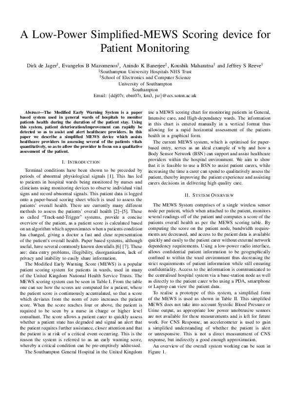 (PDF) A low-power simplified-MEWS scoring device for patient monitoring
