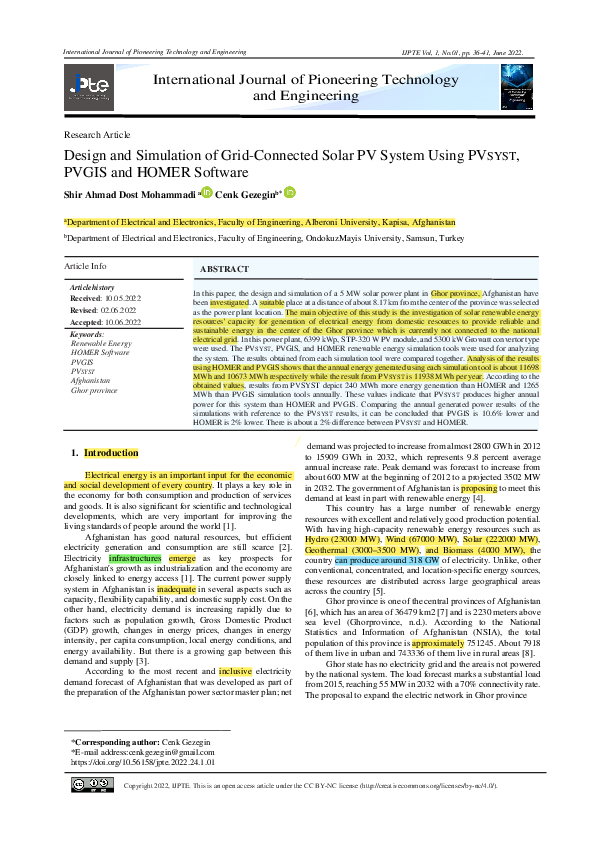 (PDF) Design and Simulation of Grid-Connected Solar PV System Using PVSYST, PVGIS and HOMER Software