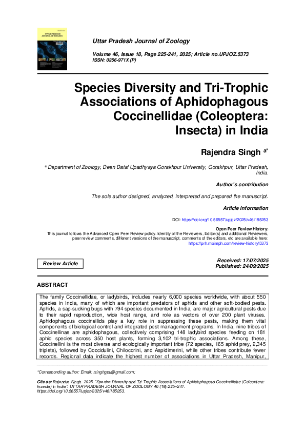 (PDF) Species Diversity and Tri-Trophic Associations of Aphidophagous ...