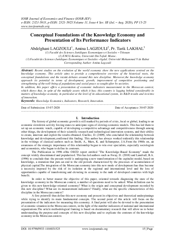 (PDF) Conceptual Foundations of the Knowledge Economy and Presentation ...