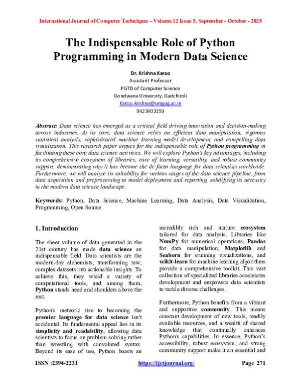 (PDF) The Indispensable Role of Python Programming in Modern Data Science