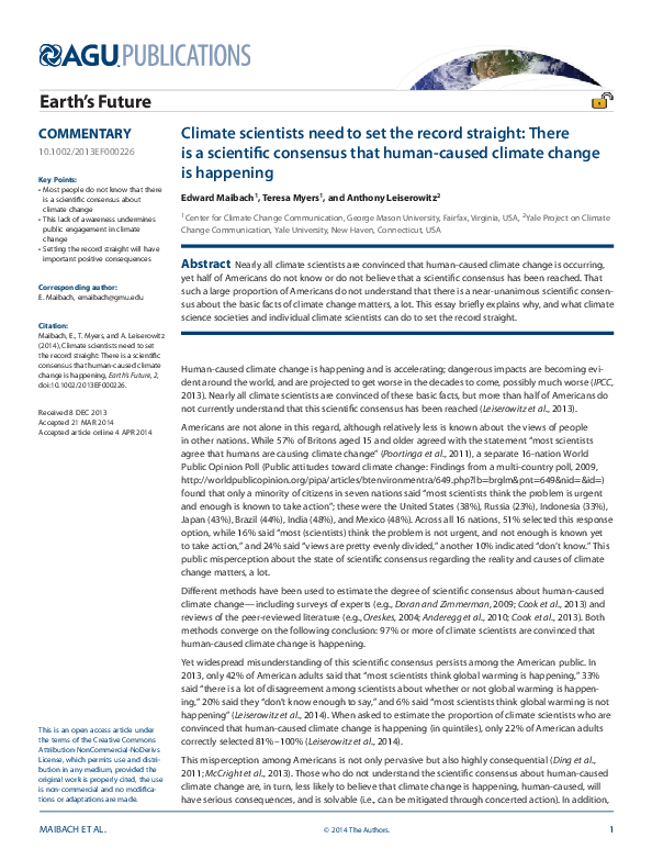 (PDF) Climate scientists need to set the record straight: There is a ...
