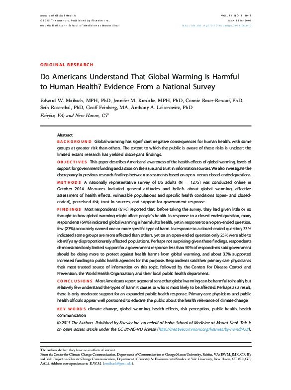 (PDF) Do Americans Understand That Global Warming Is Harmful to Human ...